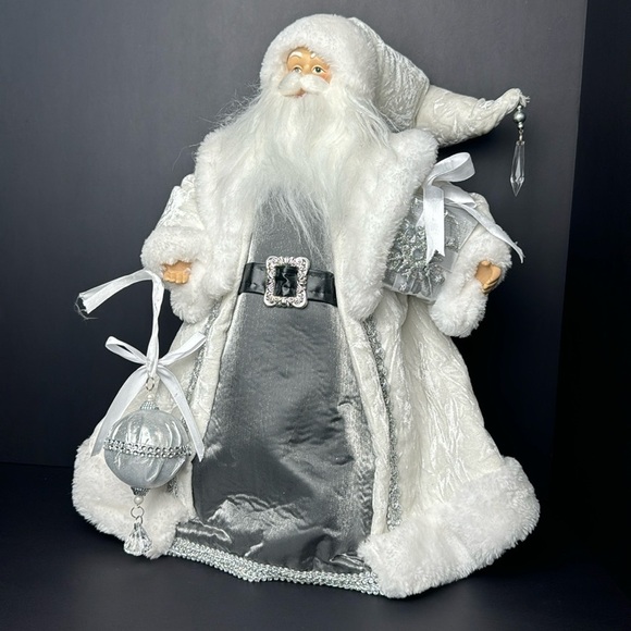 Unbrend | Holiday | Standing White Silver With Gifts Faux Fur Santa ...